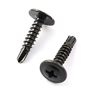 Pro Bamboo Kitchen 50pcs #8 x 3/4" Carbon Steel Cross Large Self-Tapping Truss Head Screws Black