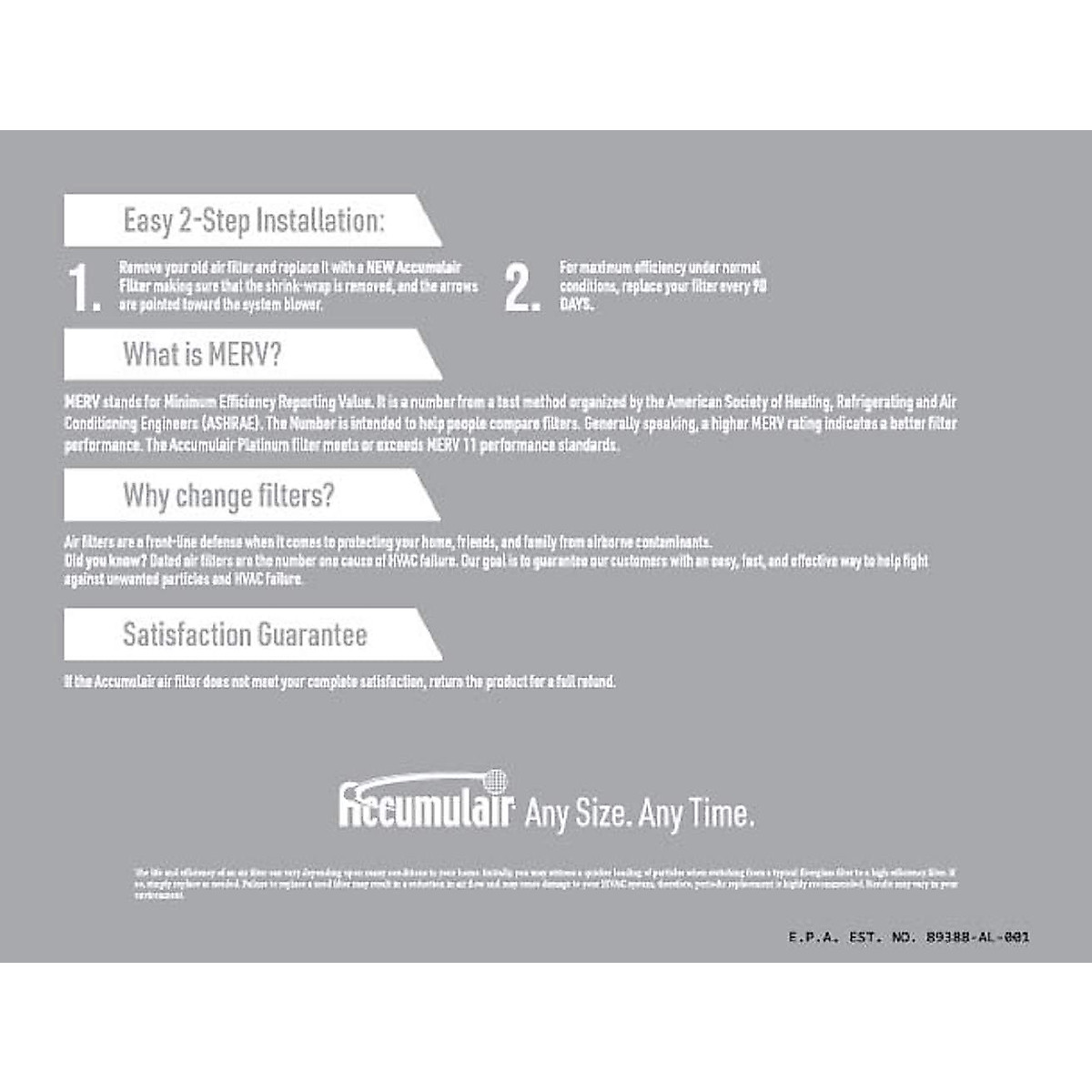 Accumulair Platinum 10x30x1 (9.75x29.75) MERV 11 Air Filter/Furnace Filters (4 pack)