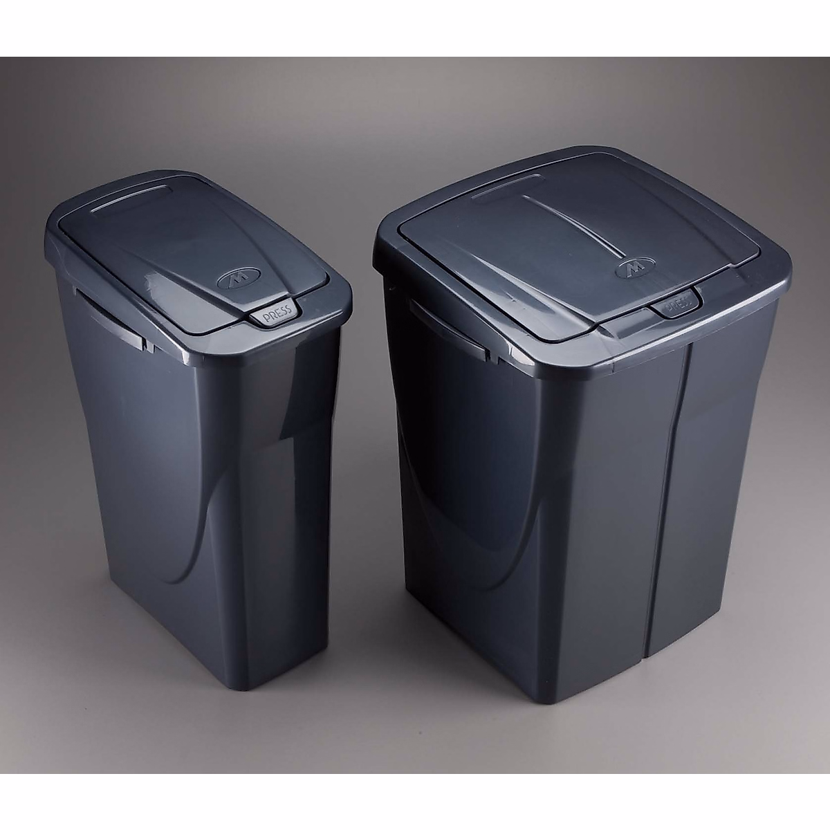 Mondex pls8081-19 25 Litre Plastic Roll Top Bin Waste Bin Metal Grey with Lid 36 x 21.5 x 51 cm, Plastic, Gray, (25 L) EU