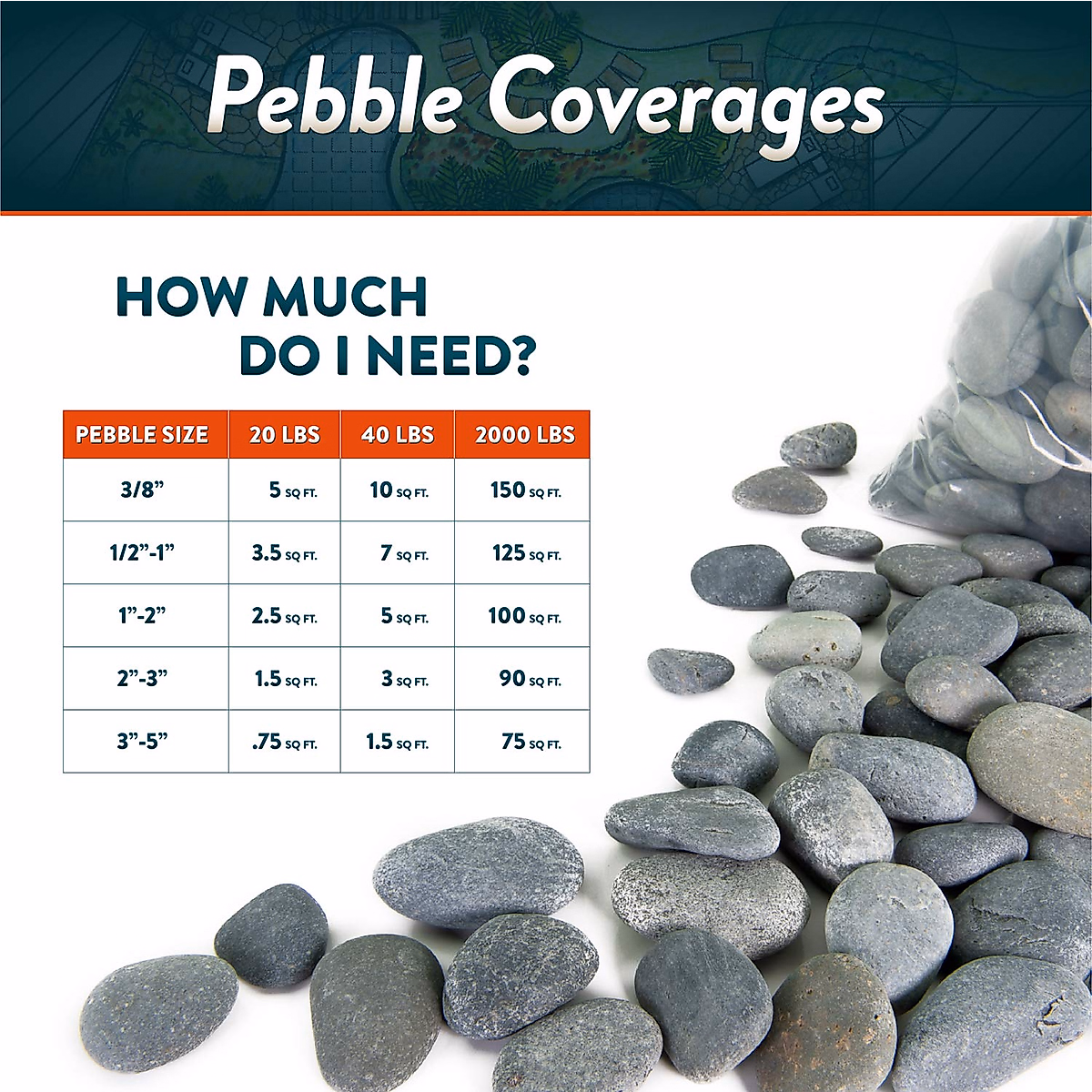 Mexican Beach Pebbles | 20 Pounds of Smooth Unpolished Stones | Hand-Picked, Premium Pebbles for Garden and Landscape Design | Black Buttons, 1/2 Inch - 1 Inch