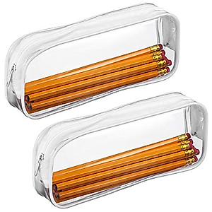 4 Pieces White Clear PVC Big Capacity Zipper Pencil Bag, Pen Pencil Case Makeup Pouch