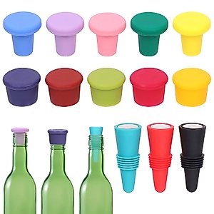 Swpeet 13Pcs 3 Styles Silicone Wine Stoppers Assortment Kit, Airtight seal on Wine Bottles Reusable Beer Bottle Stopper Beer Glass Bottle Sealer Stoppers Beer Champagne Wine Storage Keep Fresh Tools