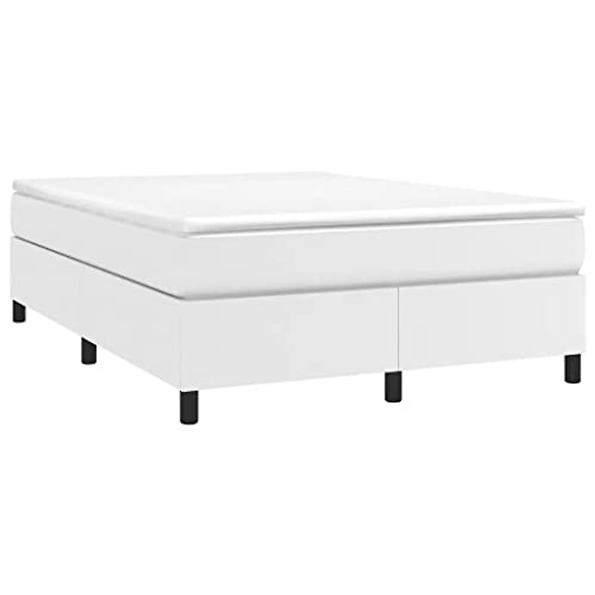 vidaXL Box Spring Bed Frame Home Indoor Bed Accessory Bedroom Upholstered Double Bed Base Furniture White 53.9"x74.8" Full Faux Leather