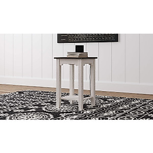 Signature Design by Ashley Dorrinson Square Chair Side End Table with Lower Fixed Shelf and USB Charging Port, Antique White & Brown