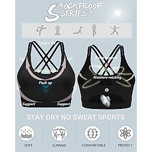 RUNNING GIRL Strappy Sports Bra for Women, Sexy Crisscross Back Medium Support Yoga Bra with Removable Cups(WX2354 Black,S)