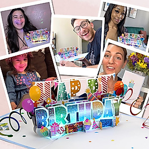 LIGHT & MUSIC Happy Birthday Pop Up Card – Plays Hit Song 'HAPPY', Happy Birthday Card for Him or Her, Birthday Cards for Men, Birthday Card for Wife or Husband, Birthday Greeting Cards, 1 Pop Up Card