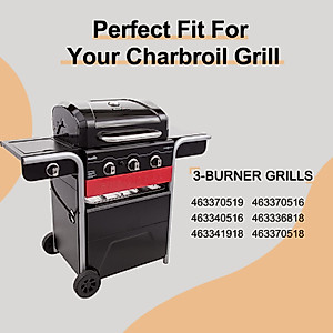 Adviace Grill Replacement Parts for Charbroil Gas2Coal 463370519, 463370516, 463340516, 463336818, 463341918, 463370518, 16 15/16'' Cooking Grates, Grill Burner, Heat Shield Plates and Crossover Tubes