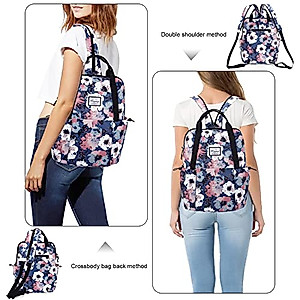 KAMO Women Fashion Backpack Purse Multi Pockets Original Print Daypack Casual Sling Bag for Women Girls