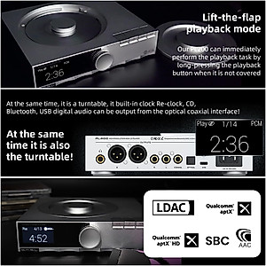 S.M.S.L PL200 MQA-CD Player Player HiFi Lossless AK4499EX Chip Bluetooth Playback Dac Headphone Amplifier,with Remote Control (Silver)