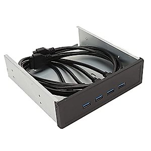 USB 3.0 Hub, 4 Ports Front Panel to Motherboard, 5.25In 5GBPS High Speed 19Pin Optical Drive Panel, Plug and Play, Compatible with Windows 11, 10, 8.1, 8, 7, for Vista, for XP, for PC Computer