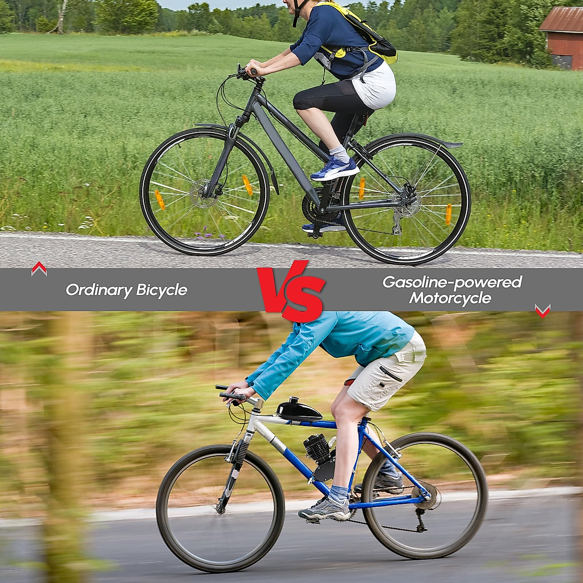 PEXMOR 50cc Bicycle Engine Kit, 2 Stroke Bike Motor Kit Gas Motorized Bike Conversion Kit, Gasoline Petrol Bicycle Motor Refit Full Set for 26-28" Bikes with V-Frame,Super Fuel-efficient