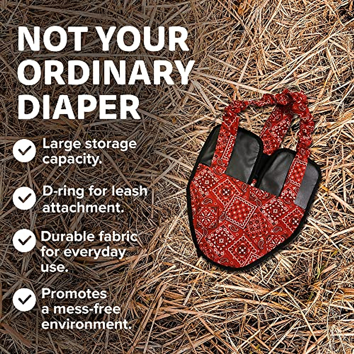 Bird Diaper, Wrap Around - for Hens, Roosters, Ducks, Leak-Proof Design, Comfortable Bird Harness with Sewn-in Liner, Secure Hook & Loop Closure - Large, Red Bandana