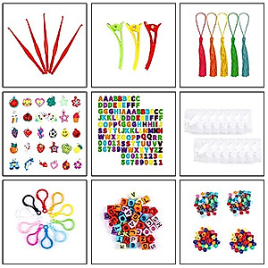 Inscraft Rubber Band Refill Kit: Over 11000 Rubber Bands, 28 Colors with Container, 600 Clips, 200 Beads, 52 ABC Beads, Premium Bracelet Making Refill Kit for Girls Kids Gift DIY Craft