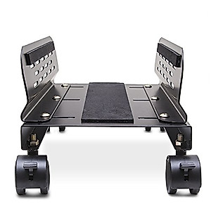 Slim Computer PC or UPS Metal Floor Stand with Adjustable Width and Locking Caster Wheels