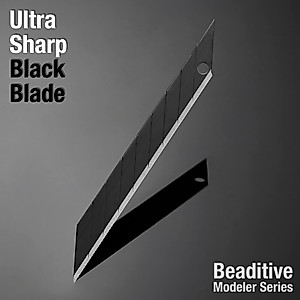 Beaditive High Precision Detail Craft Knife with 10 Blades - 30 Degree Blade Utility Knife - Art, Craft, Model Making (1 Black Knife, 10 Black Blades)