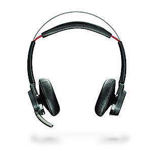 Plantronics - Voyager Focus UC (Poly) - Bluetooth Dual-Ear (Stereo) Headset with Boom Mic - USB-A Compatible with PC and/or Mac - Active Noise Canceling - Works with Teams (Certified), Zoom & more