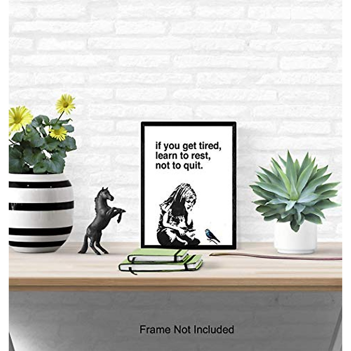Banksy Poster Home Decor - Motivational, Inspirational Graffiti Wall Art Print - Unique Room Decorations for Office, Bedroom - Gift for Street Art, Mural Fans - 8x10 Photo Unframed - If You Get Tired