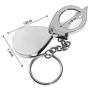 15X Mini Keychain Pocket Magnifier, Jewelers Magnifying Glass, Portable Foldable Magnifying Glass for Close Work, Gardening, Kids, Stamp, Rock Collectings