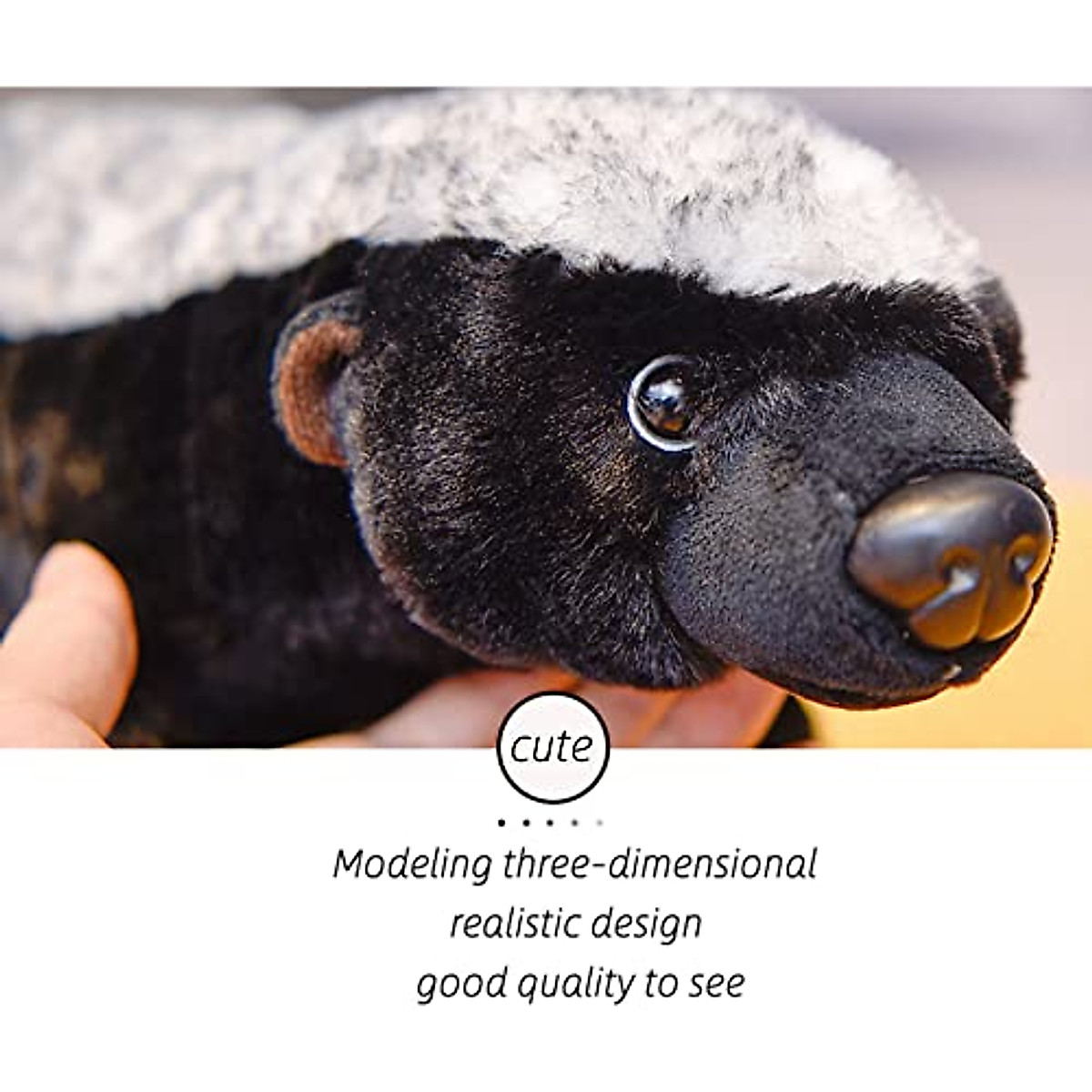 FRANKIEZHOU Honey Badger Stuffed Animal-Black 15.75",Realistic Badger Plush Toy, Honey Badger Stuffed Toy,Soft and Durable, Toy for Boy,Girl Toys,Gifts for Kids,Pillow Animals, Home Decor,Hugging Toy