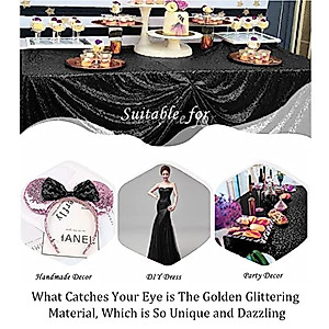 Sequin Fabric by The Yard 2 Yard Sparkly Fabric Mesh Sequins Fabric for Sewing Dress and Making Wedding Party Tablecloth Table Runner Decorations (2 Yard, Black)