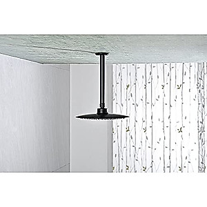 Anpean 8 Inch Shower Arm and Flange Matte Black, Ceiling Mounted Shower Arm for Rain Shower Head