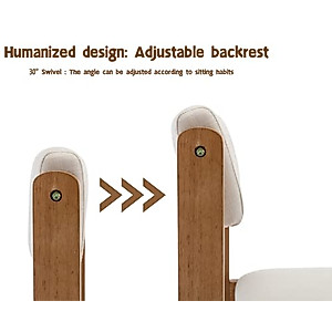 CIMOTA Mid Century Modern Dining Chairs Set of 4, Fabric Linen Kitchen Chairs Upholstered Farmhouse Dining Room Chairs Armless Side Chairs with Adjustable Back/Wood Frame, Beige