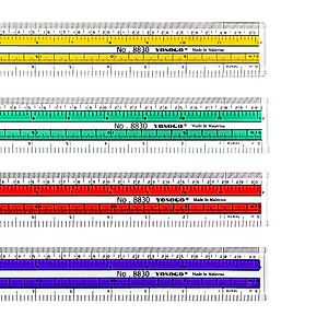 6 inch Rulers | 15 cm Rulers | Transparent Plastic Ruler | Pack of 12 of Premium Quality Rulers | Yellow, Green, Red and Blue