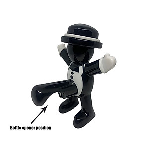 2 Pack Gentleman Bottle Openers, Unique Beer Beverage Bottle Opener for Home, Bar and Restaurant Per Box(Metal)