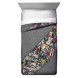 Jay Franco Marvel Comics 80th Anniversary Twin Comforter & Sham Set - Super Soft Kids Reversible Bedding - Fade Resistant Microfiber (Official Marvel Product)