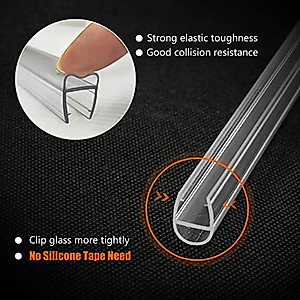 KOLAKO Shower Door Seal, 3 Pack x 39Inch Glass Shower Door Sweep for 3/8Inch Frameless Shower Door Side Seal U-Type Door Seal Strips Waterproof Door Sealing Jam Stop Leak