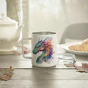 Hyturtle Dragon Cup Gifts Dragon Lover, Just A Girl Who Loves Dragons Coffee Mug Stainless Steel 12oz, Dragon Gifts For Women, Cute Animal Lover Gift For Girls, Daughter On Birthday Christmas