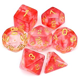 Haxtec 7PCS DND Dice Set Polyhedral D&D Dice of D20 D12 D10 D8 D6 D4 for Dungeons and Dragons TTRPG Games (Red Cloud)