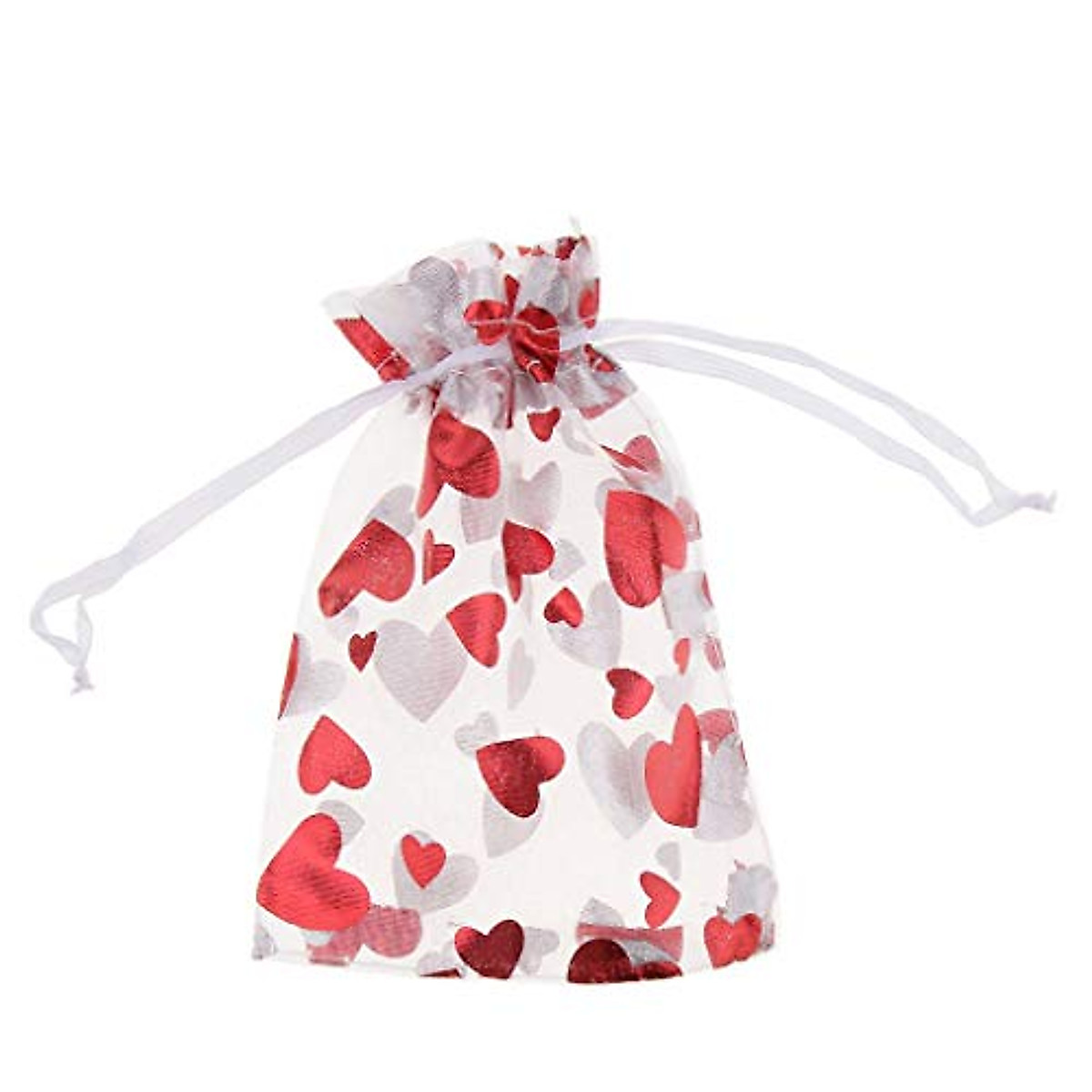 100pcs Love Heart Gift Bags Candy Bags Jewelry Packaging Wedding Gift Pouch Drawstring Bags for Valentine's Day Wedding Festival Party Supply