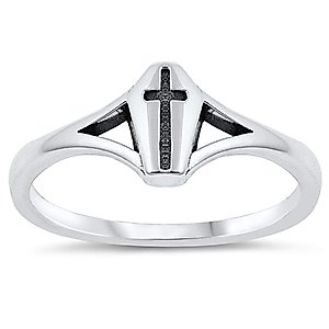Cross Coffin Raised Dead Christian Ring New .925 Sterling Silver Band Size 10