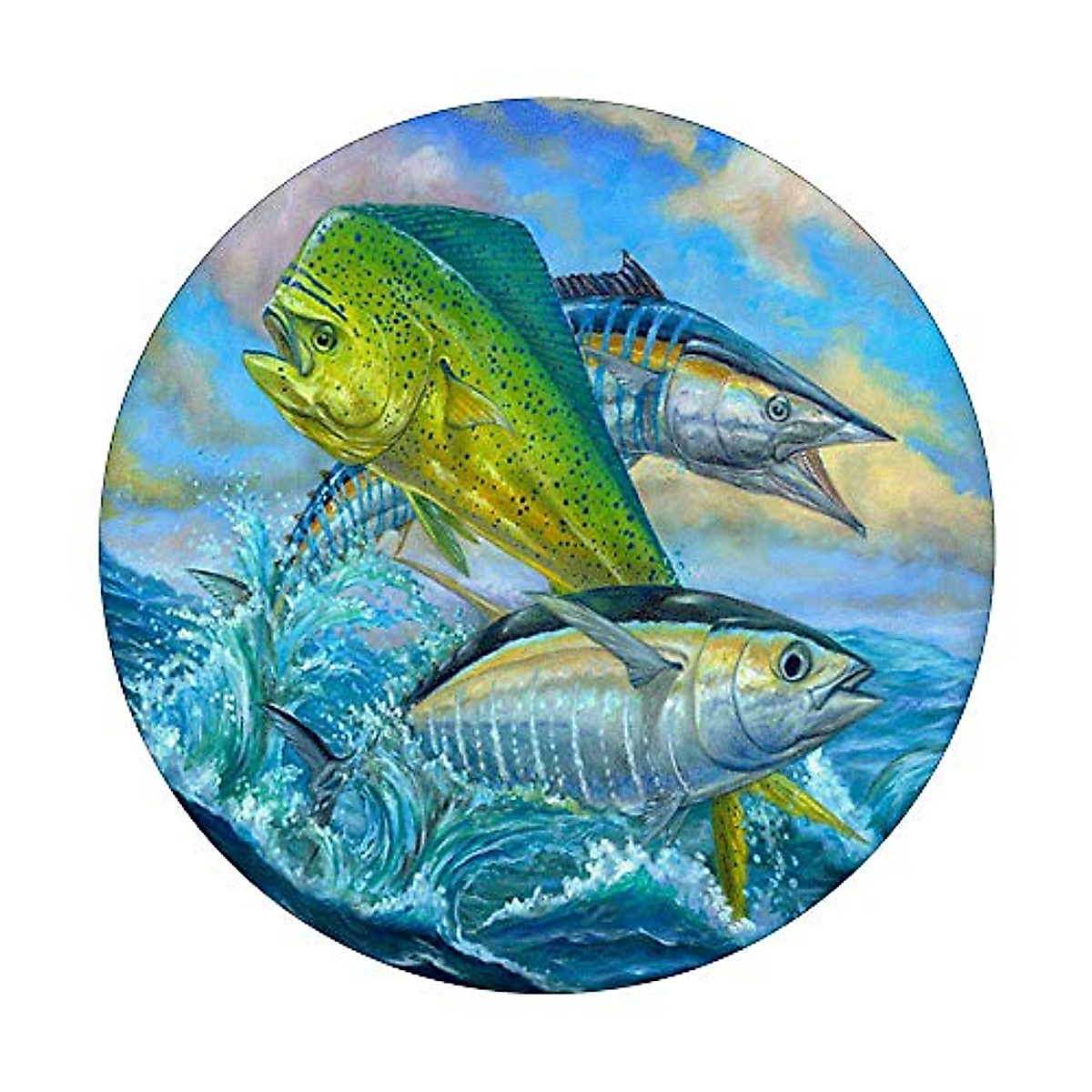 3 Mahi Mahi Fish Blue Water Sea Life for lover fishing Gift PopSockets PopGrip: Swappable Grip for Phones & Tablets