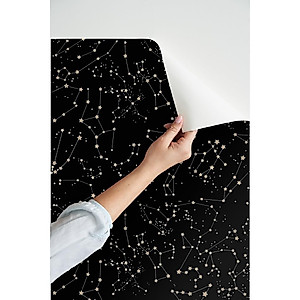 Peel & Stick Wallpaper Swatch - Constellations Black Background White Stars Space Night Time Custom Removable Wallpaper by Spoonflower