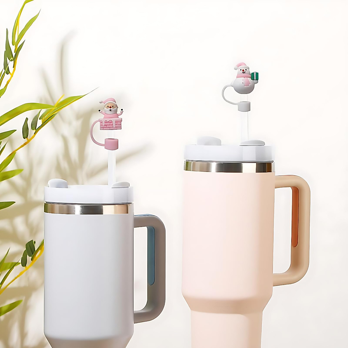 Christmas Straw Cover Cap for Stanley Cup - Reusable Silicone Topper for 30 & 40 Oz Tumblers, 10mm Straw Tip Lids, Dust-Proof Accessory for Holiday Gifts and Party Decor