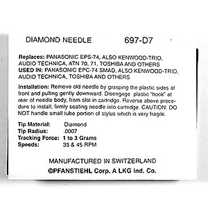 Durpower Phonograph Record Player Turntable Needle Compatible with Technics SL-B2, Technics SL-B5, Technics SL-D2, Technics SL-D303, Technics SL-H401