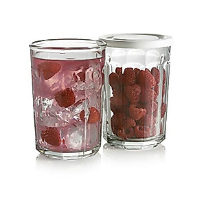 Luminarc Arc International Working Glass Storage Jar/Cooler with White Lid, 21-Ounce, Set of 4