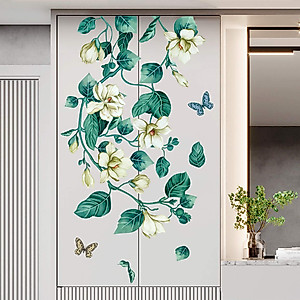 RW-6399 Giant Removable 3D Green Plant Flower Vines Wall Stickers DIY Home Wall Art Decor Wallpaper Wall Decals for Bedroom Nursery Girls Bedroom Living Room Decoration (Green)