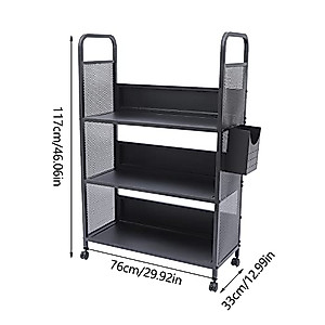 Office Book Carts, Rolling Book Truck Book Cart with 3 Flat Shelves, Library Book Cart with Swivel Lockable Casters, Book Cart,Library Cart,Rolling Library Book Cart Shelves,for Home Shelves Office