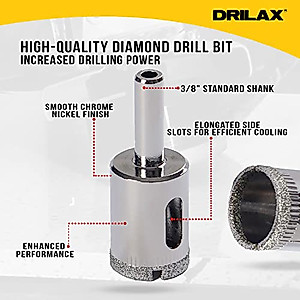 3/4 Inch Diamond Drill Bit Ceramic Pot Porcelain Tile Glass Bottle Granite Hole Saw 0.75 inches by Drilax
