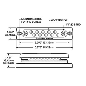 Blue Sea Systems 2300 150 Amp Common BusBar with 10 screws and a cover