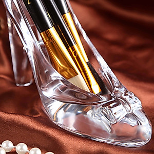 AIEWEV Crystal Glass Slipper Shoe Decor,Glass High Heels Shoe,Crystal Shoe Home Decoration,Miniatures Ornament for Lovers,Family, Friends (White)