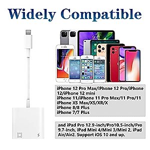 Lightning to Ethernet Adapter, [Apple MFi Certified] 2 in 1 RJ45 Ethernet LAN Network Adapter with Charge Port Compatible with iPhone/iPad/iPod, Plug and Play, Supports 100Mbps Ethernet Network