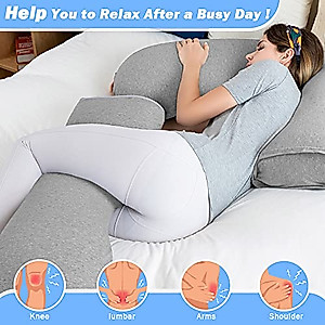 INSEN Pregnancy Pillow for Sleeping, L Shaped Body Pillow for Side Sleeping, Detachable Pregnancy Pillow with Full Body Support