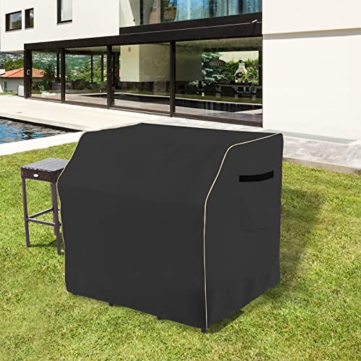 Bitubi 41 Inch Outdoor Bar Set Cover 600D Oxford Cloth Classic Black Heavy Duty Waterproof Patio Bar Set Cover Wicker Bar Table Set Covers