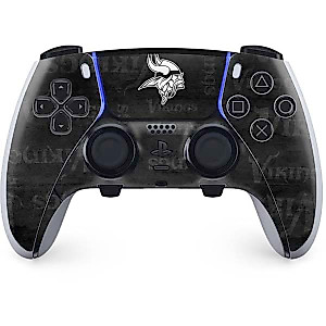 Skinit Gaming Decal Skin Compatible with PS5 DualSense Edge Pro Controller - Officially Licensed NFL Minnesota Vikings Black & White Design