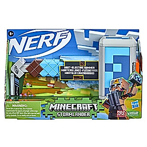 NERF Minecraft Stormlander Dart-Blasting Hammer, Fires 3 Darts, Includes 3 Official Elite Darts, Pull-Back Priming Handle