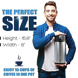 Airpot Coffee Dispenser with Pump - 102 oz Insulated Stainless Steel Coffee Carafe - Thermal Beverage Dispenser - Thermos Urn for Hot/Cold Water, Party Chocolate Drinks